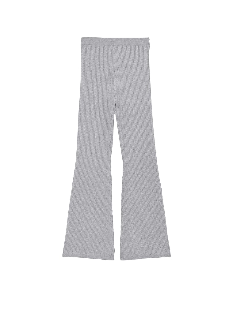 Buy Luxe Cable-Knit Flare Lounge Pants, Heather Grey - Order Bottoms ...