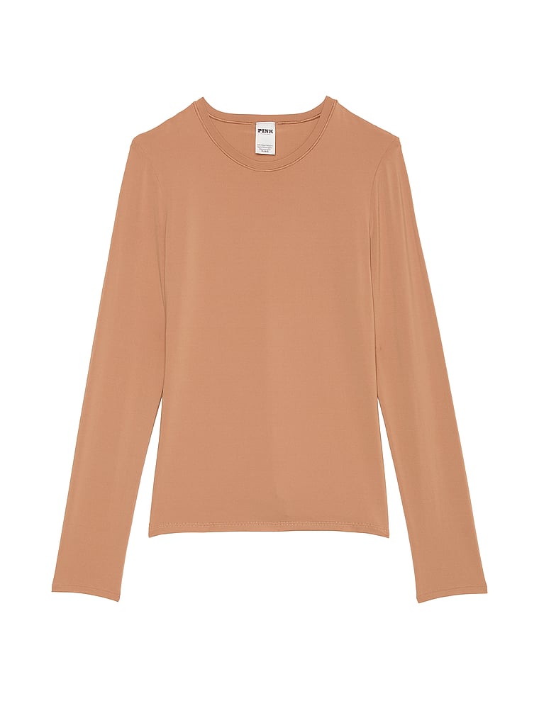 Buy Base Stretch Long-Sleeve Tee, Toffee - Order Tops online - PINK US