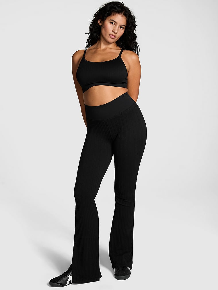 Buy Seamless Cable Scoop Sports Bra, Pure Black - Order Sport Bras ...