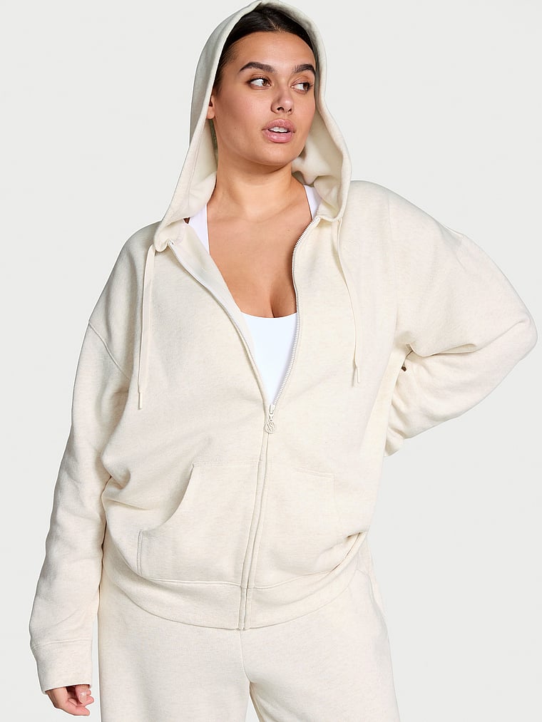 Buy Cotton Fleece Full-Zip Hoodie, Natural Heather - Order Hoodies ...