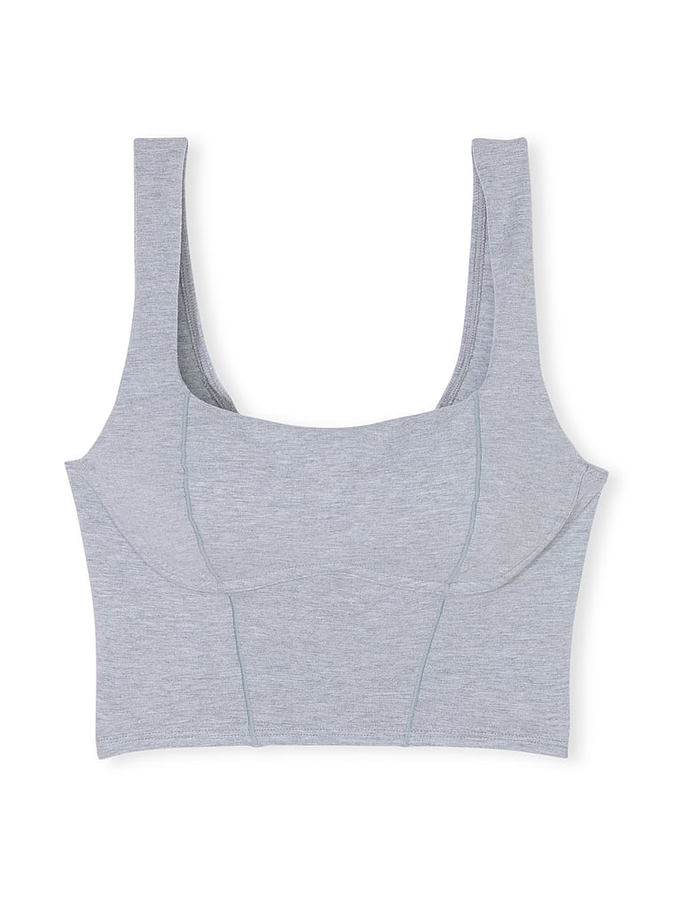 Buy All-Day Cotton Scoop Longline Sports Bra, Medium Heather Grey Bling ...