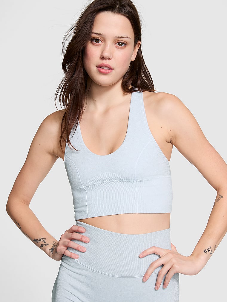 Buy Seamless Shimmer Plunge Sports Bra - Order Sport Bras online ...
