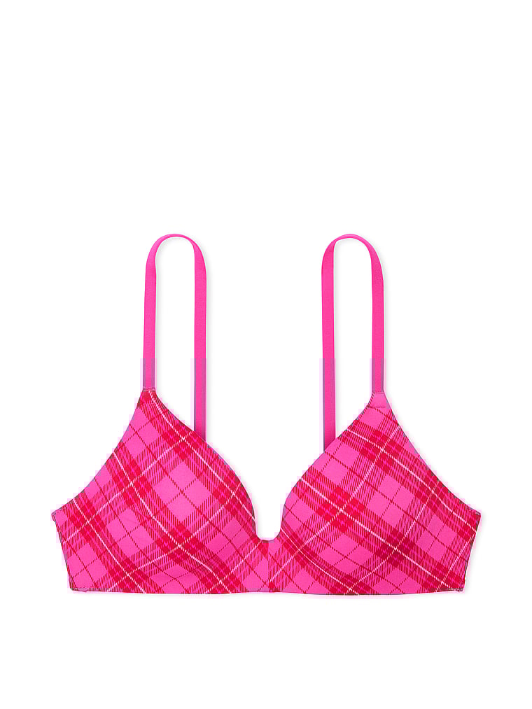 Buy Wear Everywhere Push-Up Wireless Bra, Pink And Red Plaid Print ...