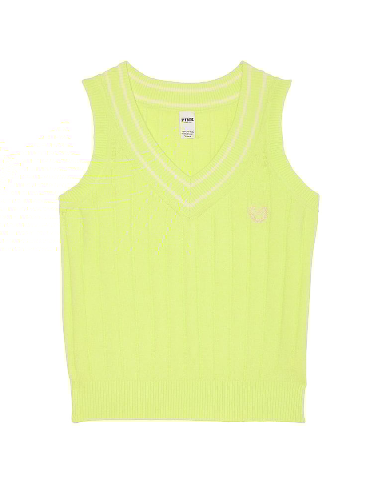 Buy Collegiate Knit Sweater Vest, Sparkling Lime - Order Sweaters ...