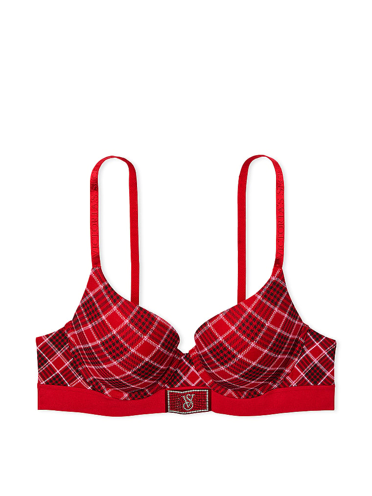 Buy Perfect Shape Shine Patch Push-Up Bra, Lipstick Plaid - Order Bras ...