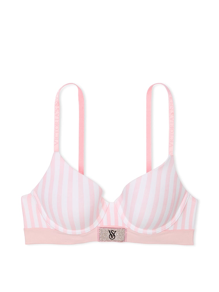 Buy Shine Patch Lightly Lined Demi Bra, Iconic Pink Stripes - Order ...