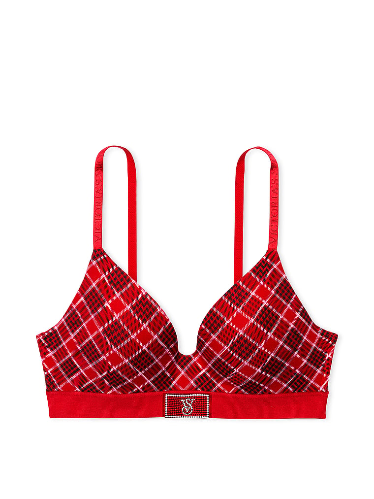 Buy Shine Patch Lightly Lined Wireless Bra, Lipstick Plaid - Order Bras ...