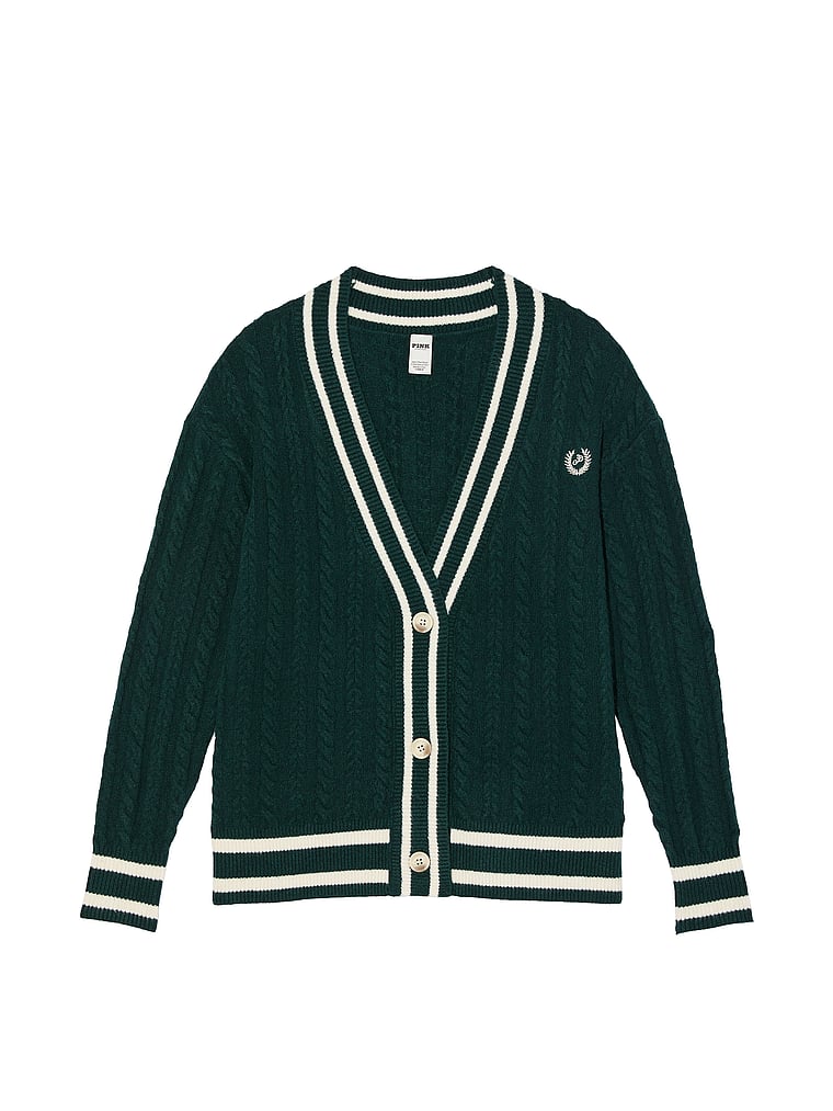 Buy Collegiate Cable-Knit Oversized Cardigan - Order Sweaters online ...