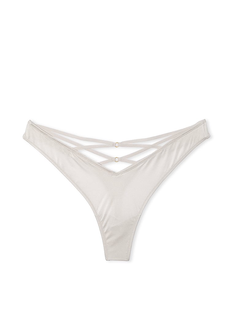 Buy Smooth Strappy-Back High-Leg Thong Panty, Delfin Grey - Order ...