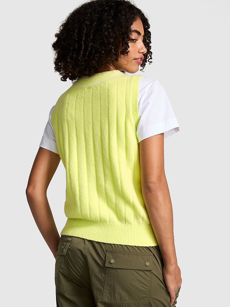 Buy Collegiate Knit Sweater Vest, Sparkling Lime - Order Sweaters ...