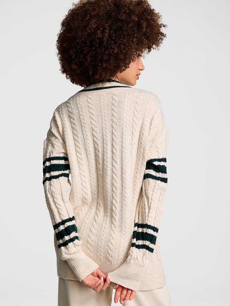 Buy Collegiate Cable-Knit Oversized Cardigan, - Order undefined online ...