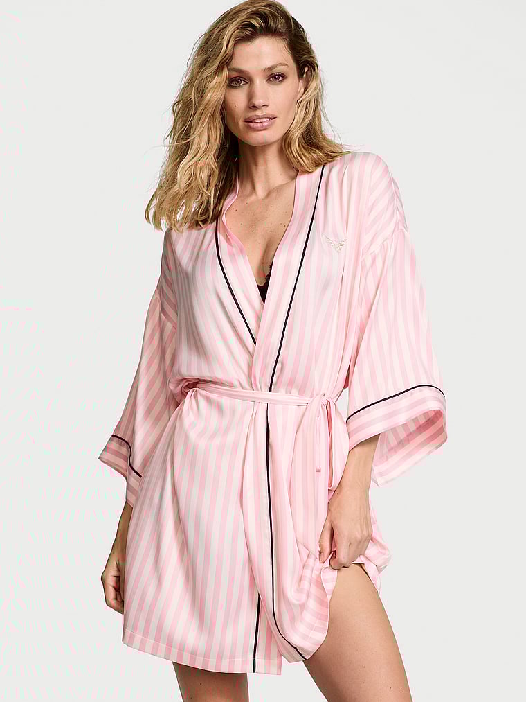 Buy Satin Short Piped Robe - Order Robes online 1125002200 - Victoria's Secret