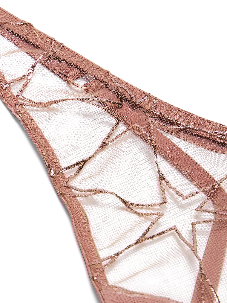Buy Stardust Embroidery High-Leg V-String Panty, Rose Gold - Order ...