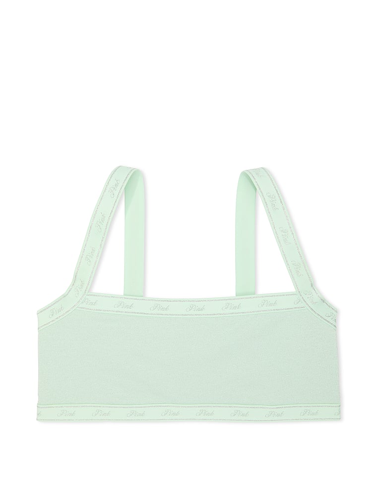 Buy Logo Cotton Straight-Neck Bralette, Mint - Order Bralettes online ...