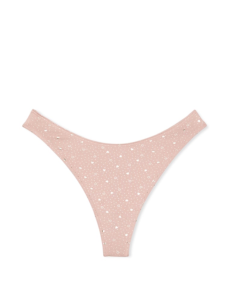Buy Stretch Cotton High-Leg Scoop Thong Panty, Pink Zinc Hearts - Order ...