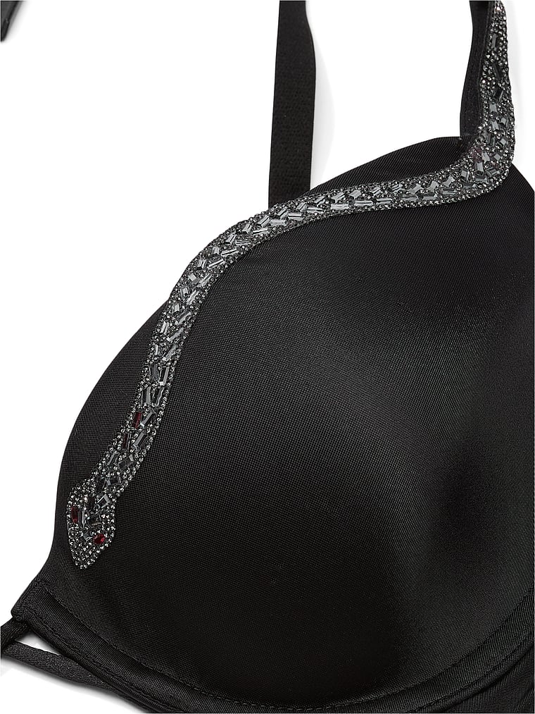 Buy Snake Shine Lightly Lined Low-Cut Demi Bra, Black - Order Bras ...