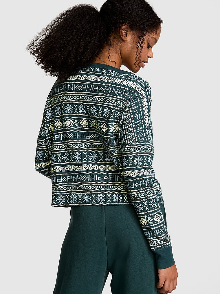 Buy Thermal Boxy Cardigan, Deep Forest Fair Isle - Order Pajama Tops ...