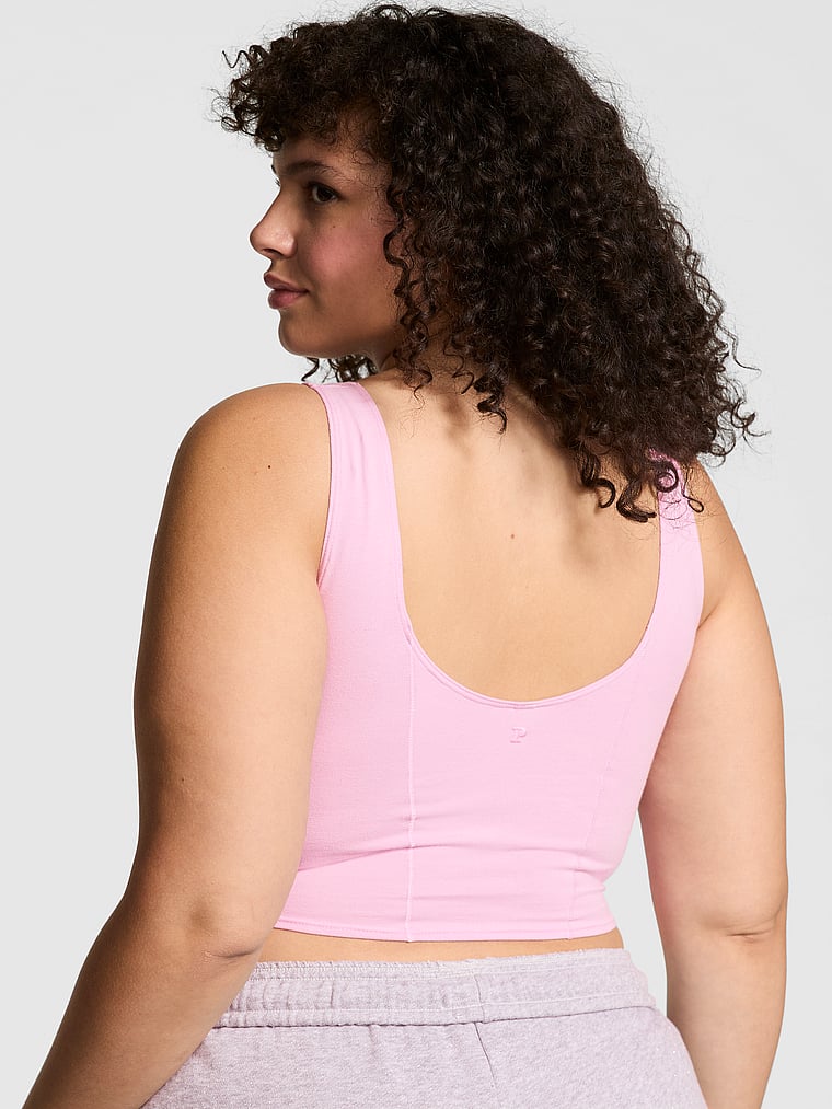 Buy All-Day Cotton Scoop Longline Sports Bra, Pink Poodle - Order Sport ...