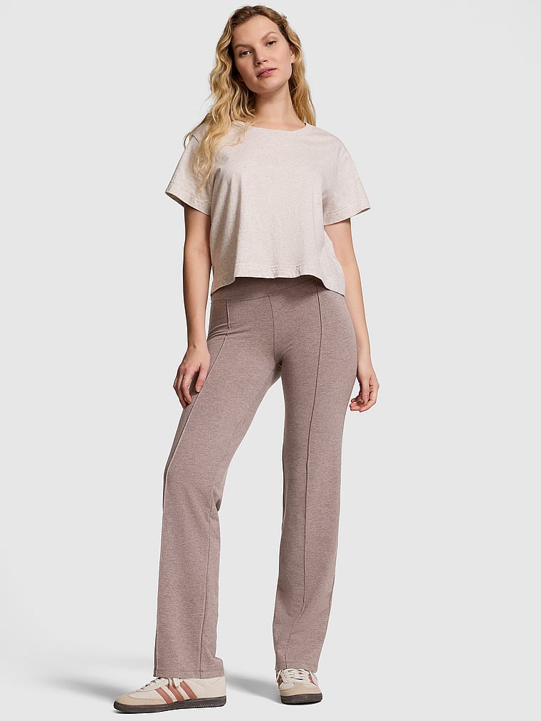 Buy All-Day Cotton Straight-Leg Pants, Cocoa Blush Heather - Order Bottoms online - PINK US