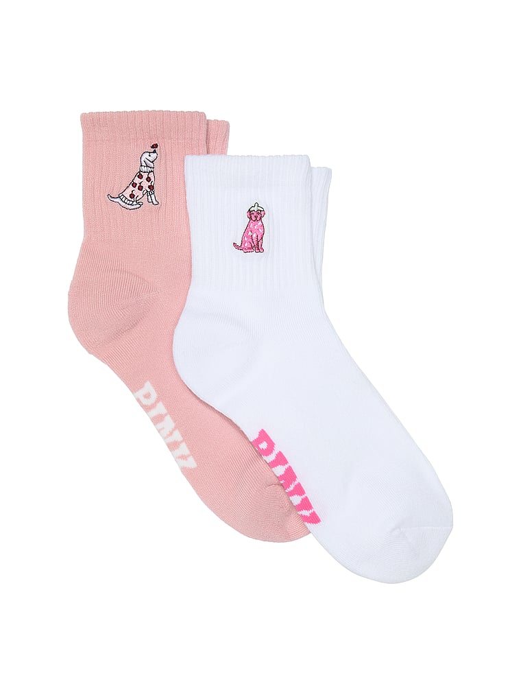 Buy 2-Pack Quarter Socks, Dusk Pink/Optic White - Order Socks online - PINK