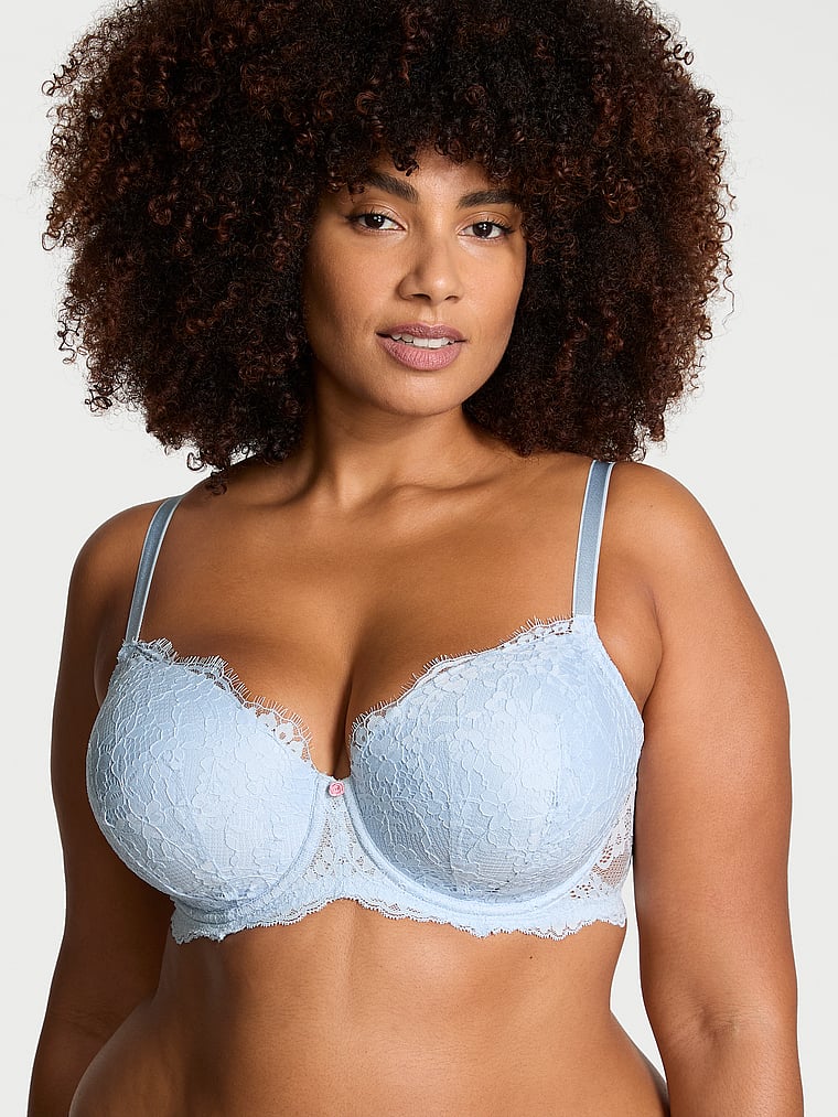 Buy Lace Lightly Lined Classic Coverage Demi Bra, Light Blue - Order Bras online - Victoria's ...