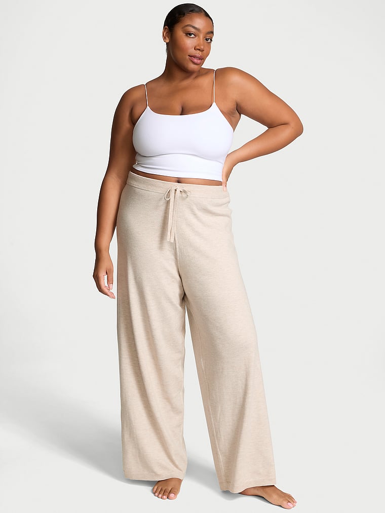 Buy Luxe Crème Knit Lounge Pants, Driftwood - Order Bottoms online ...