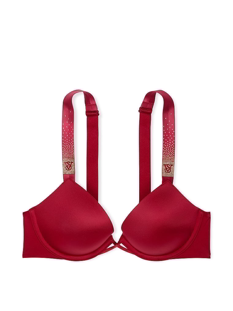 Buy Scattered Shine Strap Push-Up Bra, Red Lacquer - Order Bras online ...