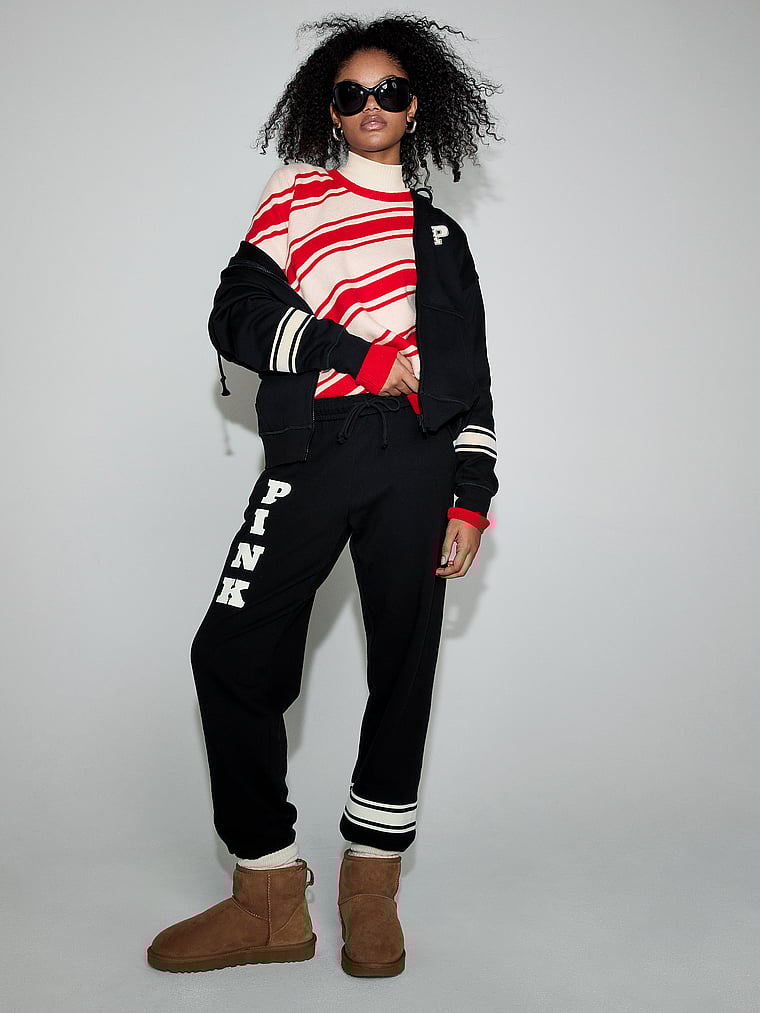 Buy Collegiate Knit Crewneck Sweater, White Shell Candy Cane - Order ...