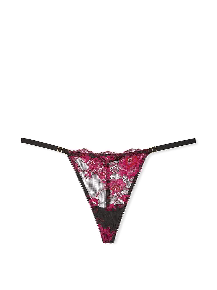 Buy Rose Lace Adjustable V-String Panty, Black & Pink - Order Panties online - Victoria's Secret US