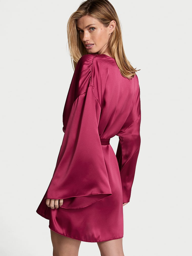 Buy Short Satin Robe, Campari Red - Order Robes online - Victoria's ...