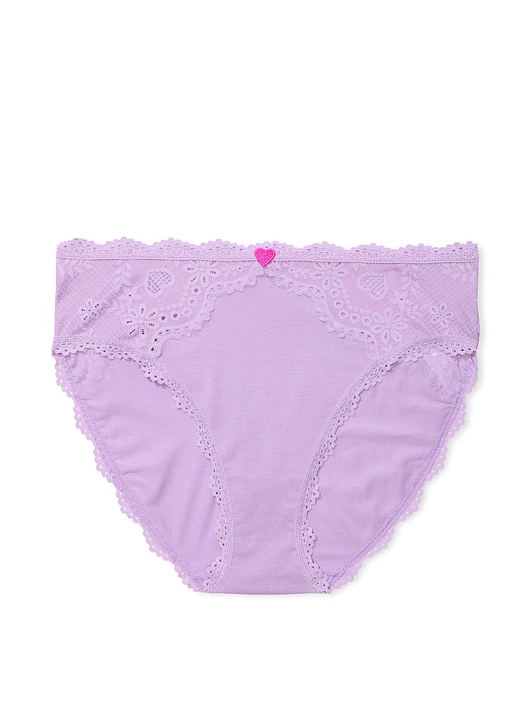 Buy Heart Eyelet Cotton High-Leg Brief Panty, Charmed Violet - Order ...