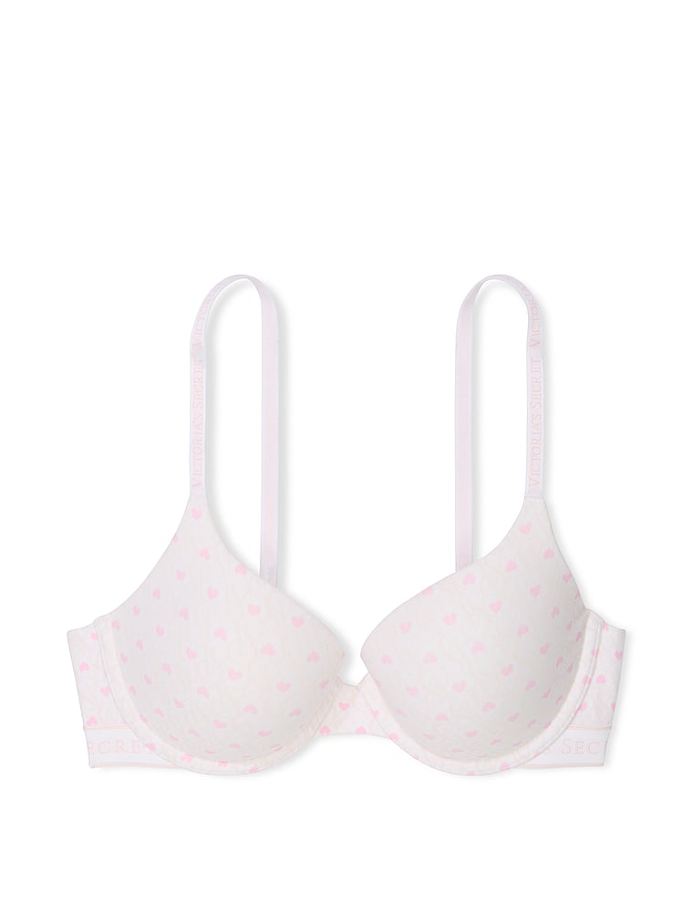 Buy Push-Up Perfect Shape Cotton Bra, White & Pink Hearts - Order Bras ...