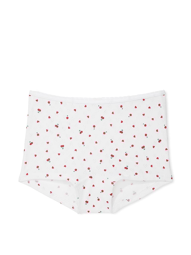 Buy Cotton Boyshort Panty, White Cherry Heart Print - Order Panties ...