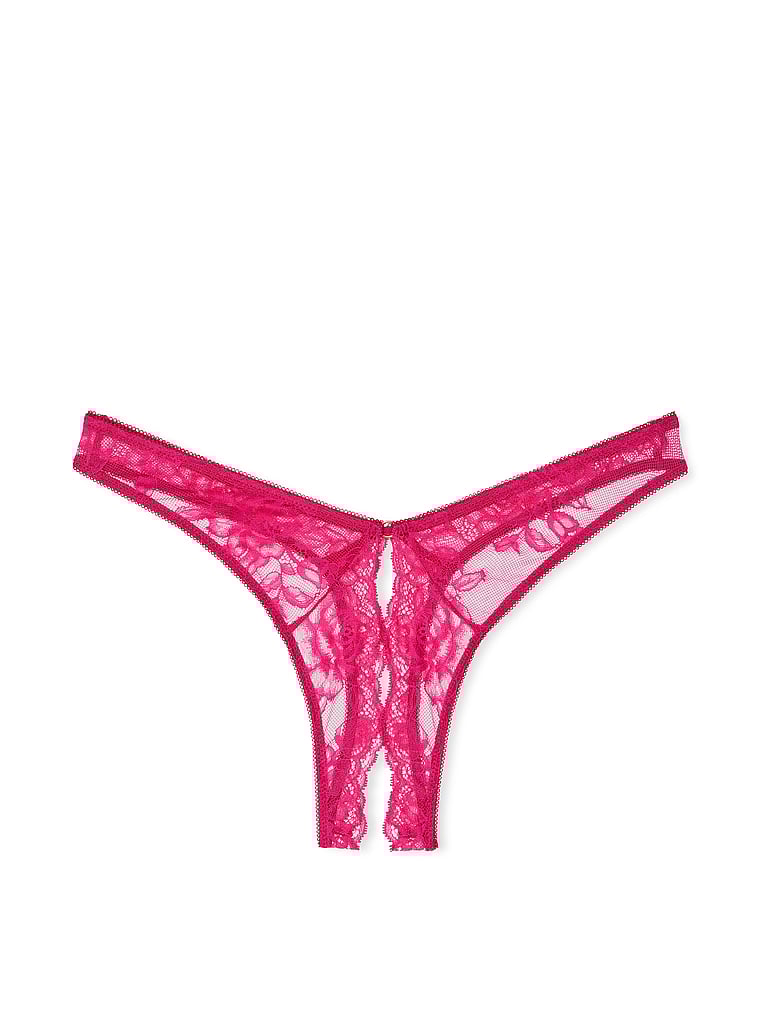 Buy Rose Lace High-Leg Crotchless Thong Panty, Cherry Blossom - Order ...