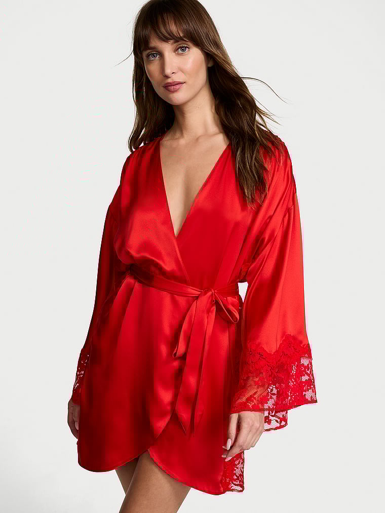 Buy Victoria's Secret Dream Satin & Lace Trim Robe - Order Robes online ...