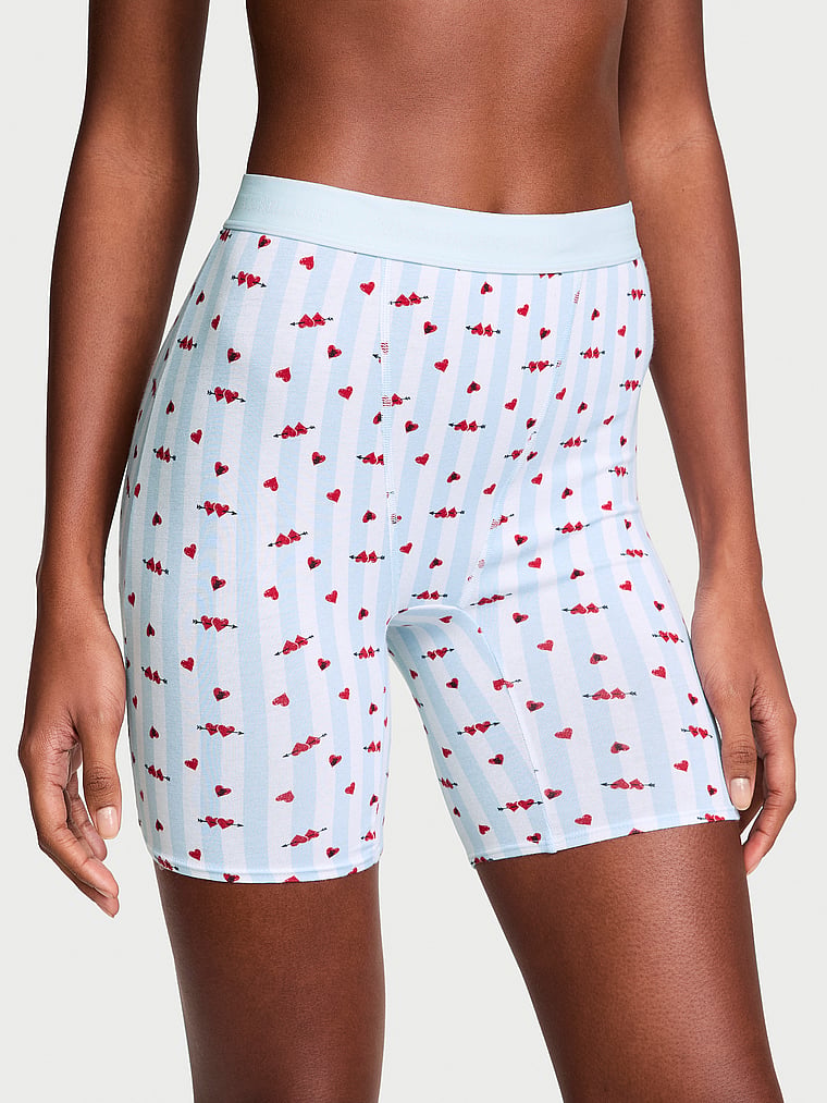 Buy Logo Cotton High-Waist Boxer Brief, Blue Heart Stripes - Order ...