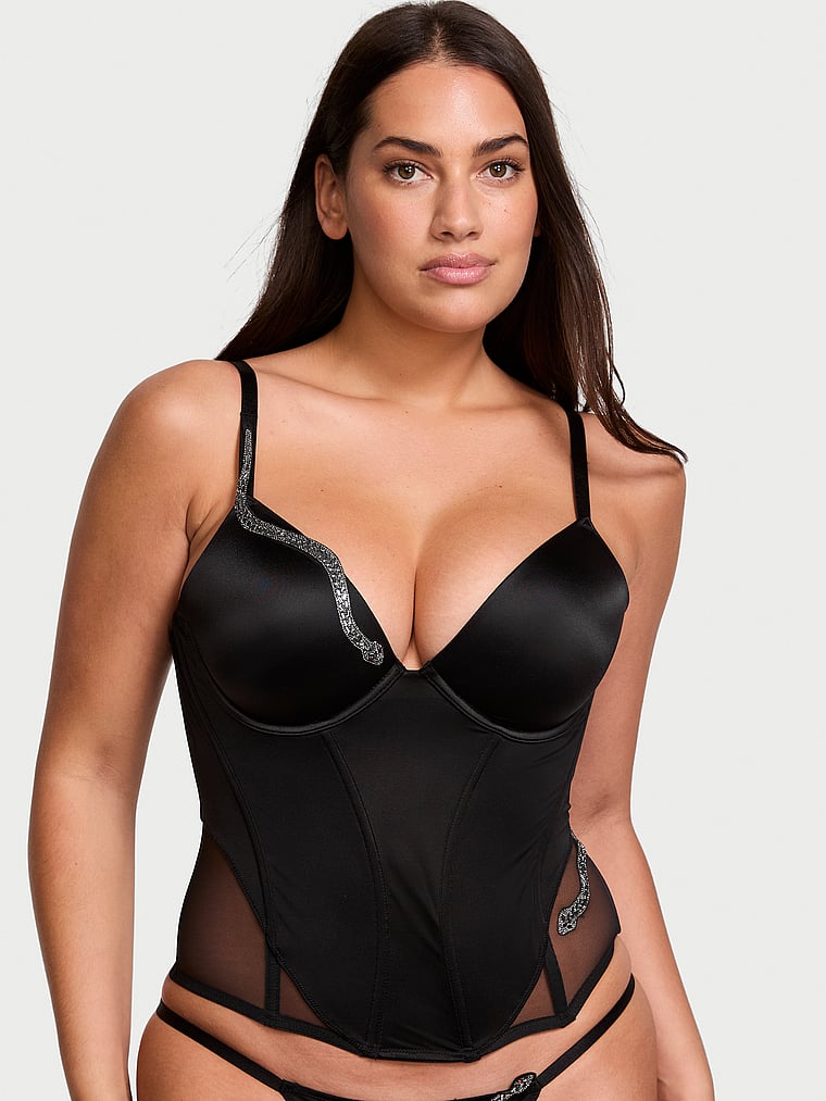 Buy Snake Shine Lightly Lined Balconette Corset Top, Black - Order Corsets online - Victoria's ...