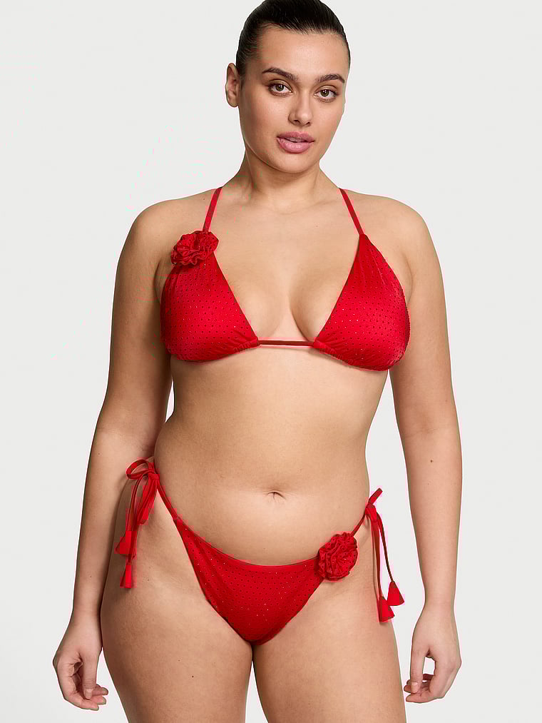 Buy Rosette Shine Triangle Bikini Top, Bright Vermillion - Order Bikini Top online - Victoria's ...