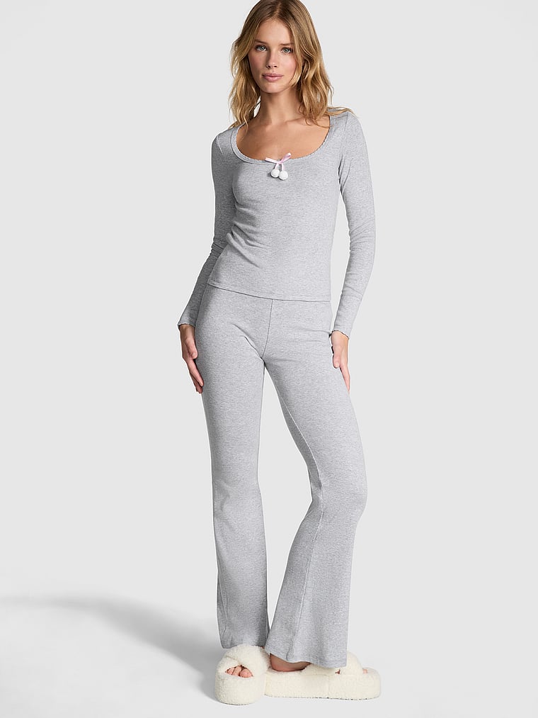 Buy Powder Puff Cotton Long-Sleeve Flare Pajama Set, - Order undefined ...