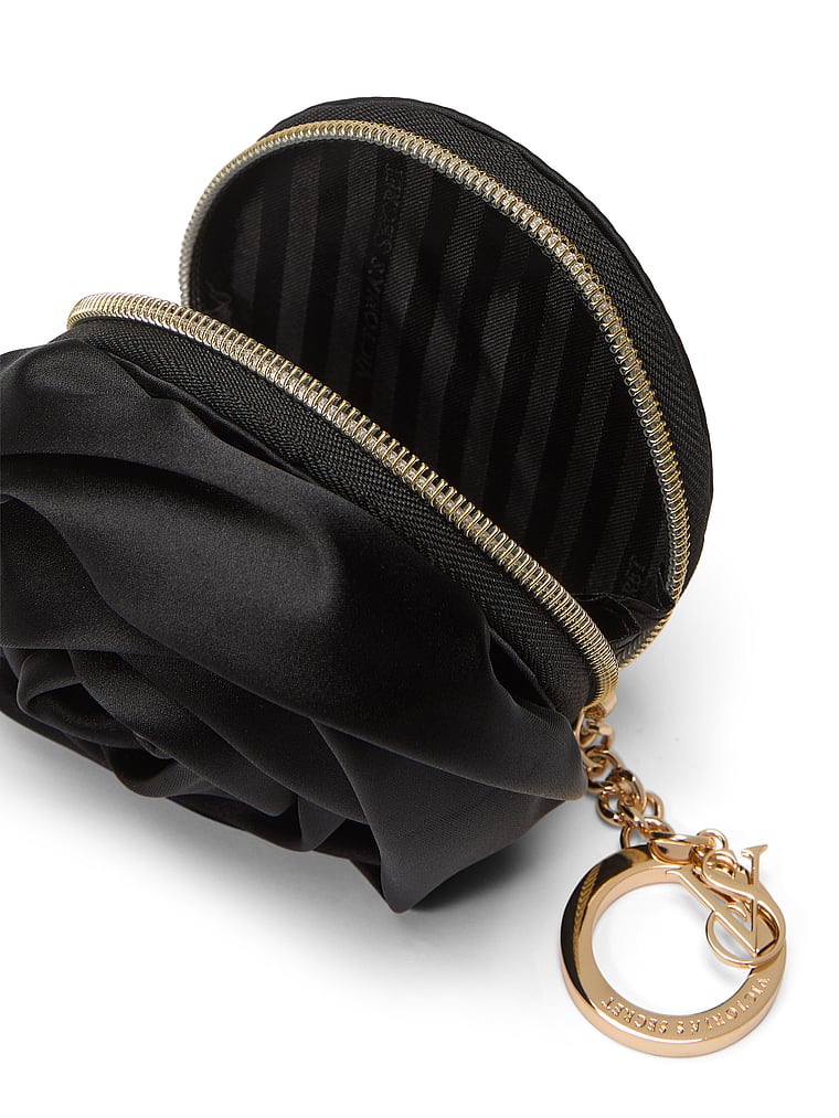 Buy Satin Rose Coin Purse Keychain, Black - Order Small Accessories ...