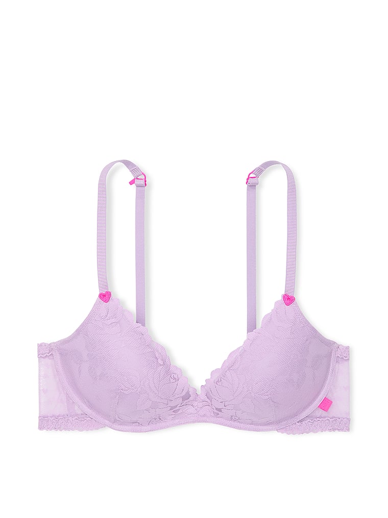 Buy Sexy Tee Heart Bloom Lace Wireless Push-Up Bra, Charmed Violet ...