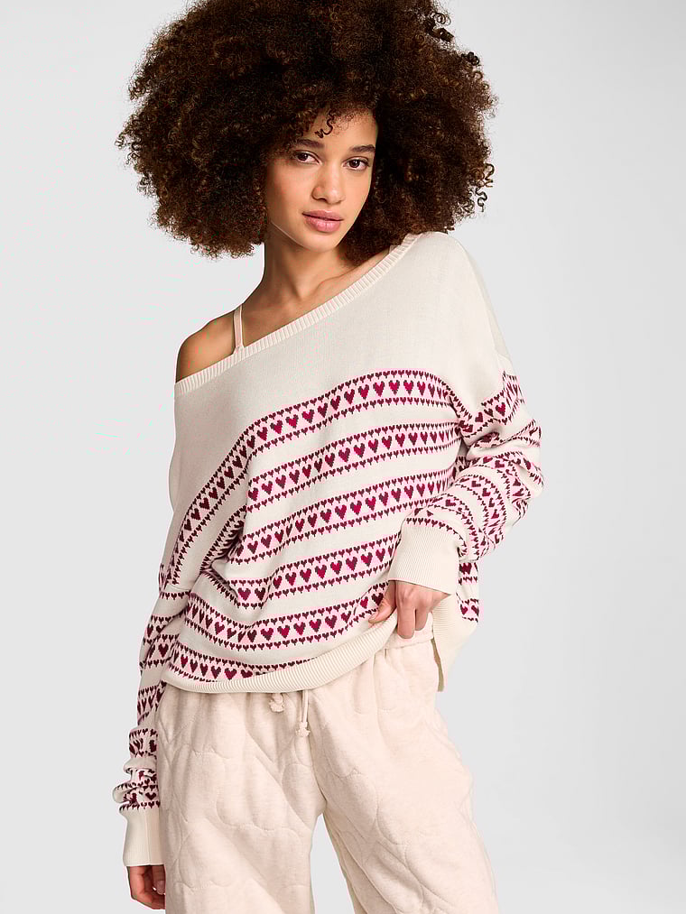 Buy Cambridge Knit Off-the-Shoulder Sweater, White Shell Vday - Order ...