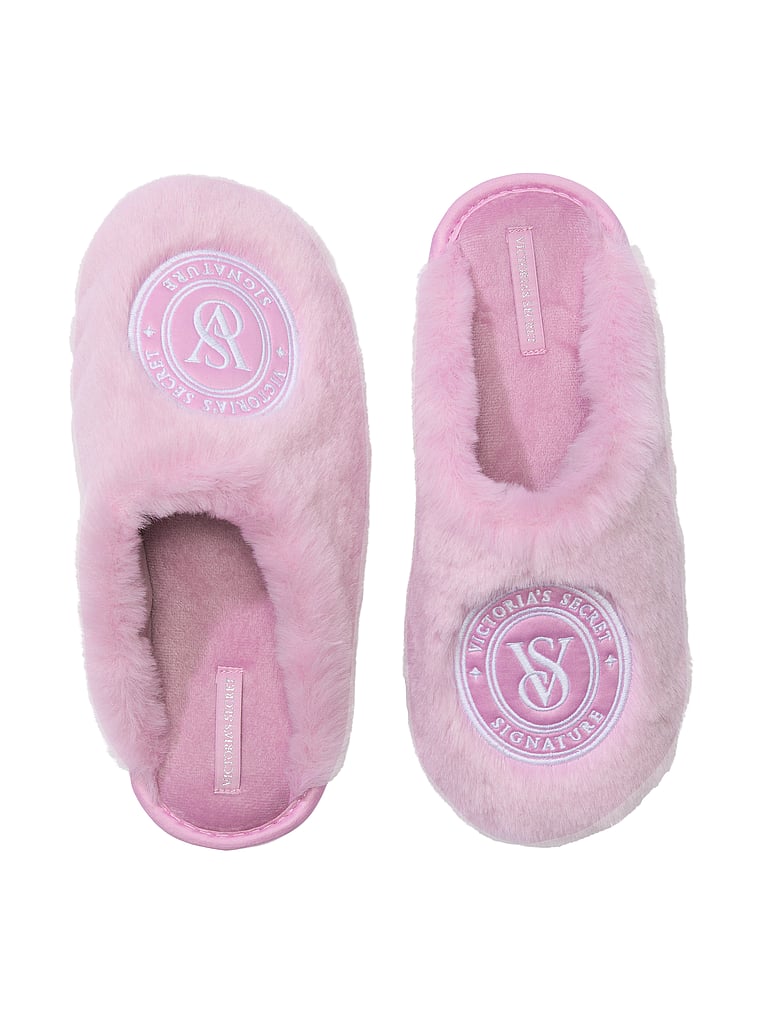 Buy Closed-Toe Faux Fur Slippers, Violet Pearl - Order Slippers online ...