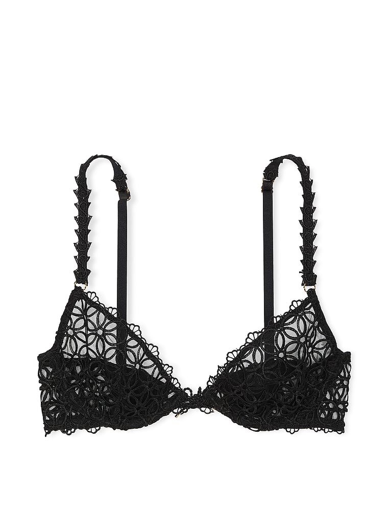 Buy Geo Daisy Lace Unlined Low-Cut Demi Bra, Black - Order Bras online ...
