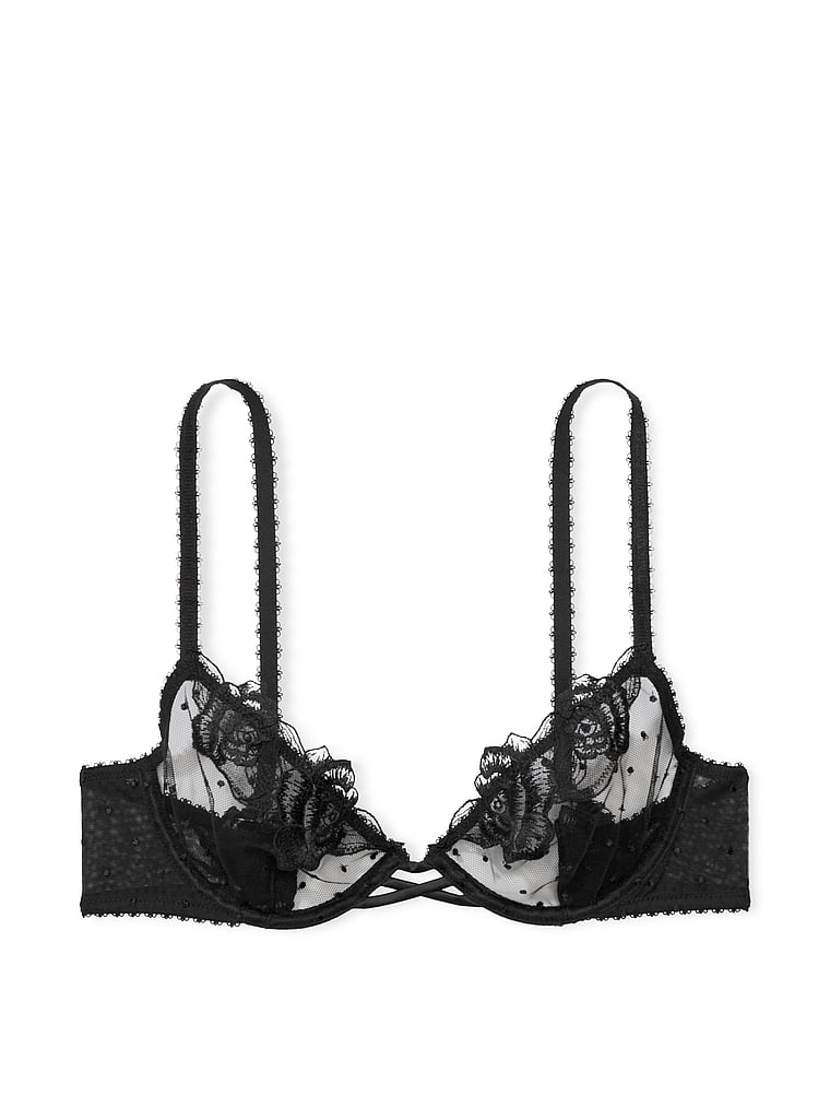 Buy Sheer Rose Unlined Low-Cut Demi Bra, Black - Order Bras online ...