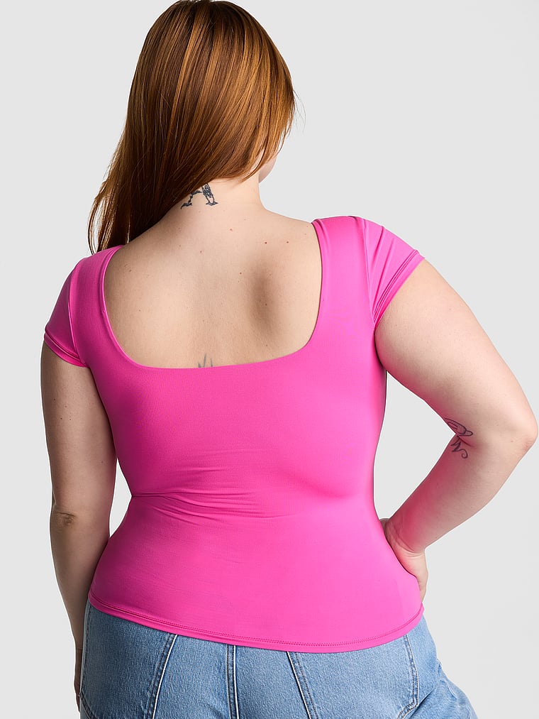 Buy Base Stretch Cap-Sleeve Tee, Pink Gossip - Order Tops online - PINK