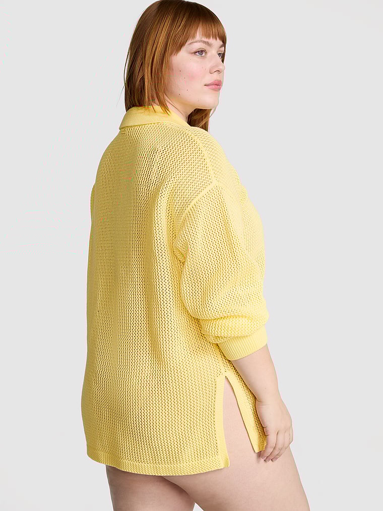 Buy Crochet Button-Down Top, Mellow Yellow - Order Hoodies ...