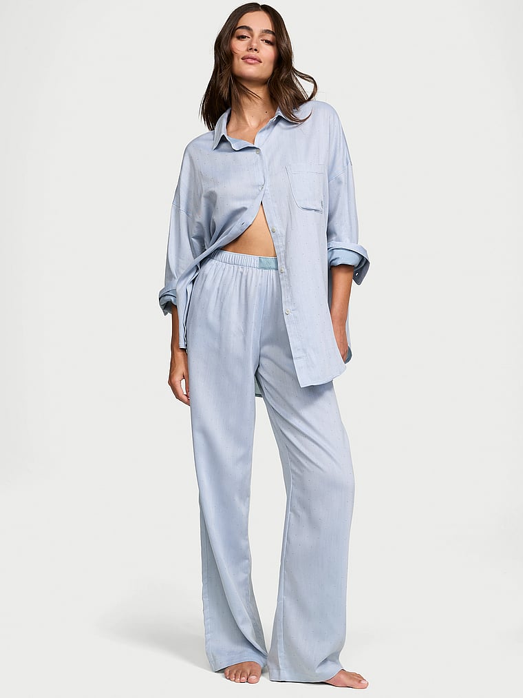 Buy Modal-Cotton Long Pajama Set, Jupiter Herringbone - Order Pajamas ...