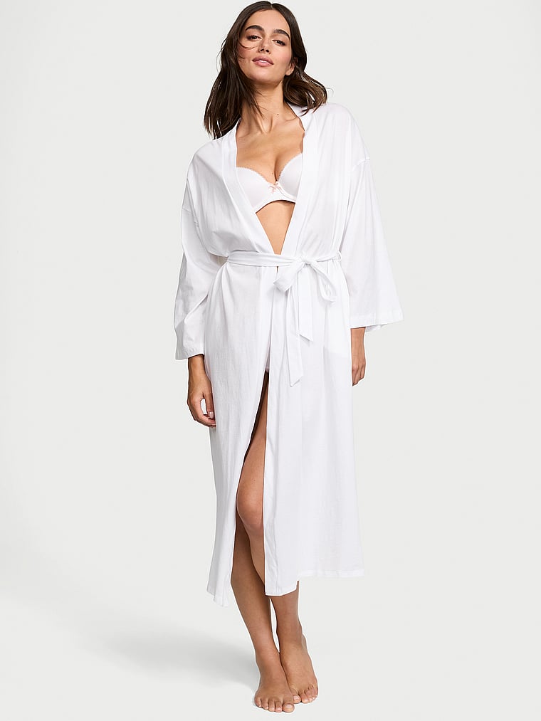 Buy 100% Cotton Long Robe, Vs White - Order Robes online - Victoria's ...