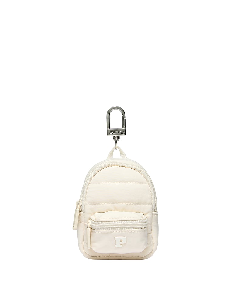 Buy Mini Backpack Keychain Charm, White Shell - Order Small Accessories ...